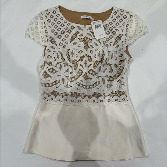 Bailey 44 | Tops | Vintage Bailey 44 White Lace And Leather Top | Poshmark